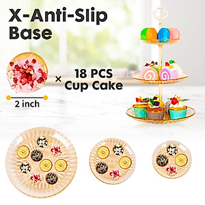 ShellKingdom 2 Pack Clear Cupcake Stand, 3 Tier Serving Tray Cupcake Dessert Candy Fruit Display Holder for Wedding, Christmas, Baby Shower Birthday Tea Party