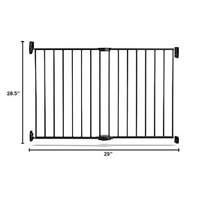 Munchkin® Push to Close™ Baby Gate, Hardware Mounted Safety Gate for Stairs, Hallways and Doors, Extends 28.5" to 45" Wide, Metal, Dark Grey