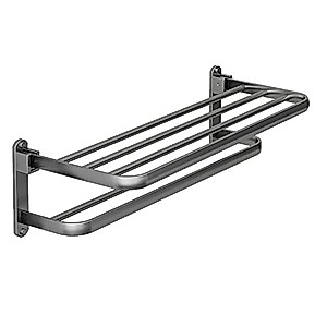 Towel Racks, Bathroom Hotel Bath Towel Rack with Double Towel Bar Wall Mount Shelf for Kitchen or Bath Hanging