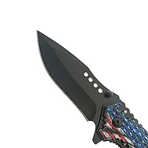 P.S. 8 1/4" Overall ABS Hex Pattern Drop Point EDC Pocket Knife w/Belt Clip