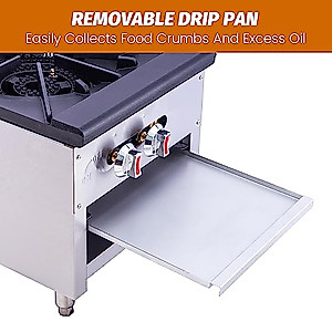 EASYROSE Single Burner Natural Gas Stove 18" Gas Hot Plate Commercial Stove Top Countertop Gas Range Commercial Cooking Equipment 76,000 BTU, ETL Listed