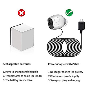EaseBuy Power Cable and Charger Adapter for Arlo Pro & Arlo Pro 2 and Arlo GO, Weatherproof Outdoor Indoor Arlo Cords - No Charging Needed (9m, Black)