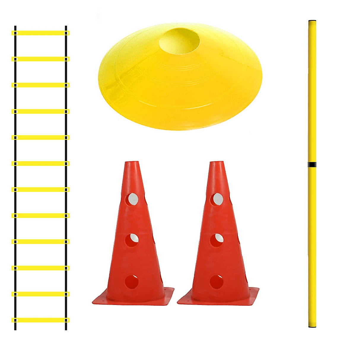 ASENVER Hurdle Ladder Triangle Marker Cone Pad Disk Hurdle Multifunctional Set