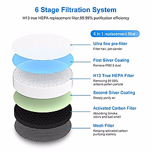 Gonrair 2PACK GL-2106 Air Purifier Filter Replacement GL-2106 Series Air Purifier H13 HEPA 6 Layers Filter