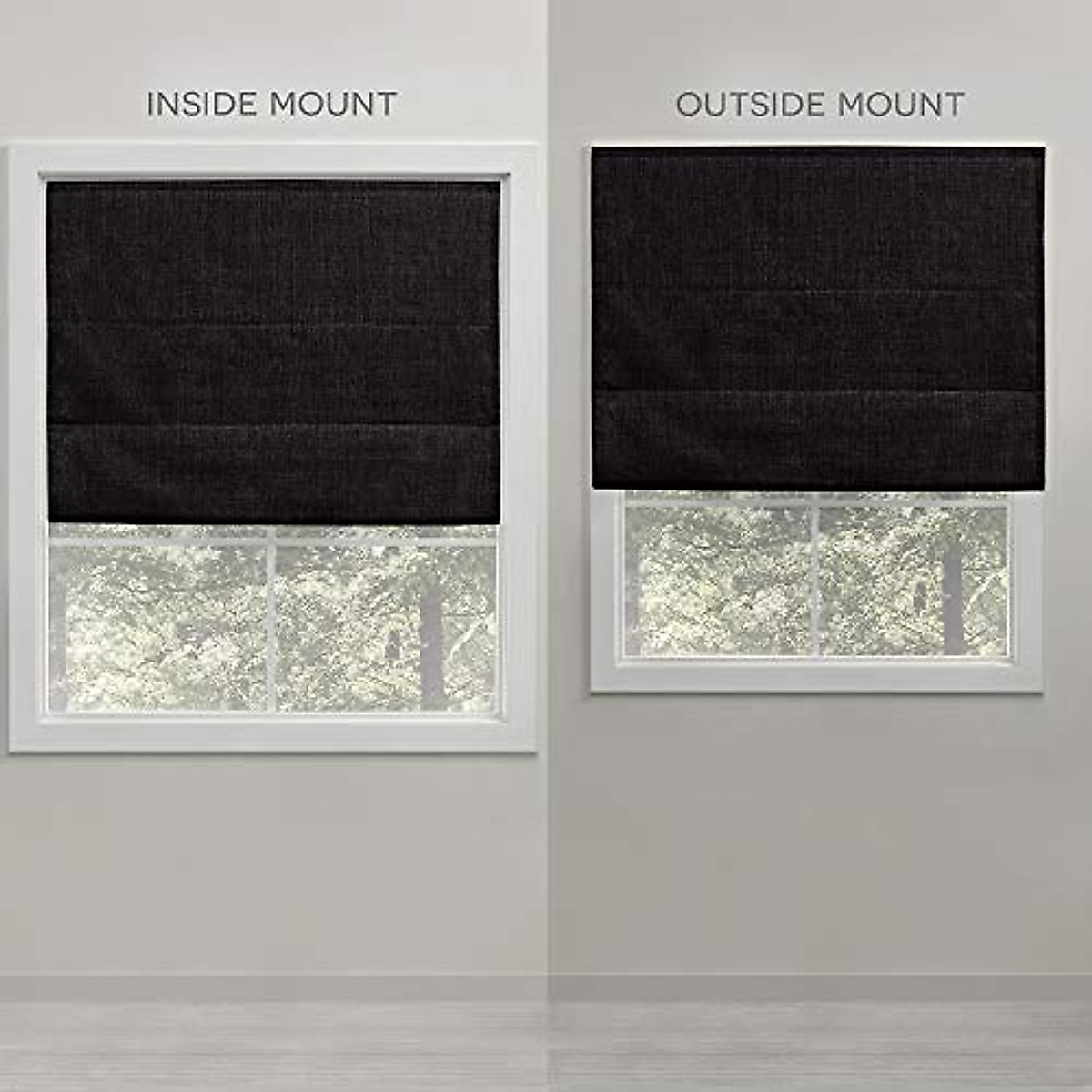 Exclusive Home Curtains Acadia 100% Blackout Polyester Roman Shade, 34"x64", Black