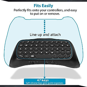 JIMAT Wireless Keypad Compatible for PS4 Keyboard PlayStation Slim Pro Controller ChatPad Input Text Search Chat | Built-in Speaker 3.5mm Jack