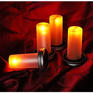 Bticx Mason Jar Lights, 4 Pcs LED Solar Mason Jar Lids Lights for Jars, Simulation Flame Flickering Garden Wedding Patio Home Decoration Lights for Regular Mouth Mason Jar Lantern