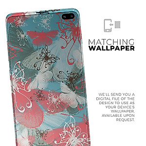DesignSkinz Blue & Coral Abstract Butterfly Sprout Protective Vinyl Decal Wrap Skin Cover Compatible with The Samsung Galaxy S20 (Screen Trim & Back Glass Skin)