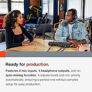 TASCAM Mixcast 4 Podcast Streaming Mixer, Recorder, and USB Audio Interface — Four XLR/TRS Mic Inputs, Touch Screen and Editing Software Included