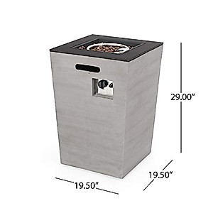 Megan Outdoor Modern 19.5-Inch Fire Column, Dark Gray and Gloss Black