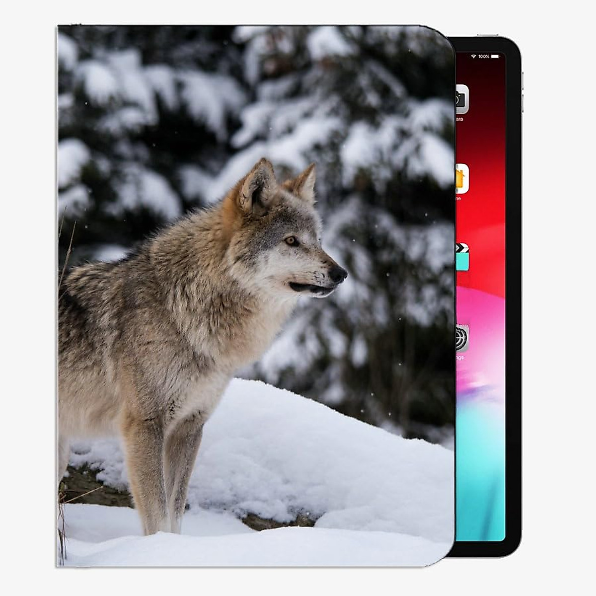 Hubin for New iPad Air 5th Generation Case 2022/iPad Air 4th Generation Case 2020 10.9 Inch,Schnee Winter Snow Animal Whit Auto Sleep/Wake Up