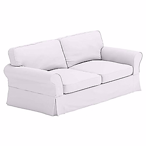 The Cotton Sofa Cover (Width: 81”~ 85”, Not 92” !) Fits Pottery Barn PB Comfort Roll ARM Sofa (Not Grand Sofa). A Durable Slipcover Replacement (White (Box Edge))