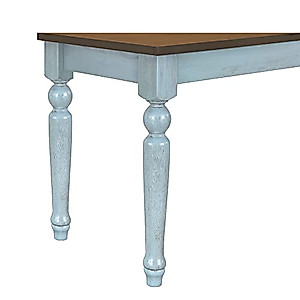 Harper & Bright Designs 6 Pieces Dining Table Set, Kitchen Table Set with Wood Dining Table, Bench and 4 Padded Dining Chairs, Walnut Top+ Light Blue Frame+Beige Seat