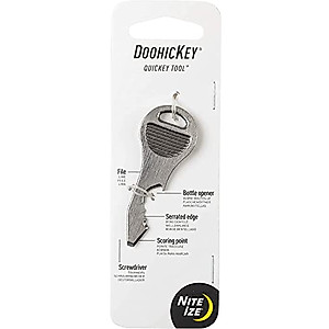 Nite Ize KCT1010-1088 DoohicKey QuicKey Stainless-Steel 5-in-1 Keychain Multi Tool with Key Hole Attachment, Stainless Steel