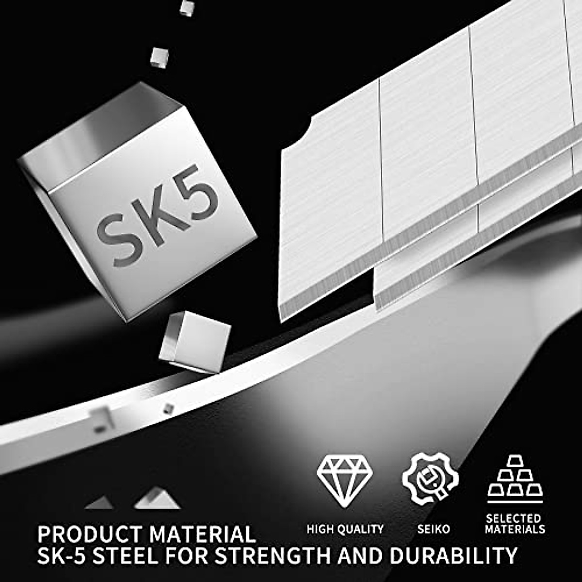 25MM Heavy Duty Utility Knife, Box Cutter SK-5 Retract Blades, Snap-Off Cutters with Rubber Grip for Cardboard, Boxes, DIY Crafts (40-Pack Replacement Blades)