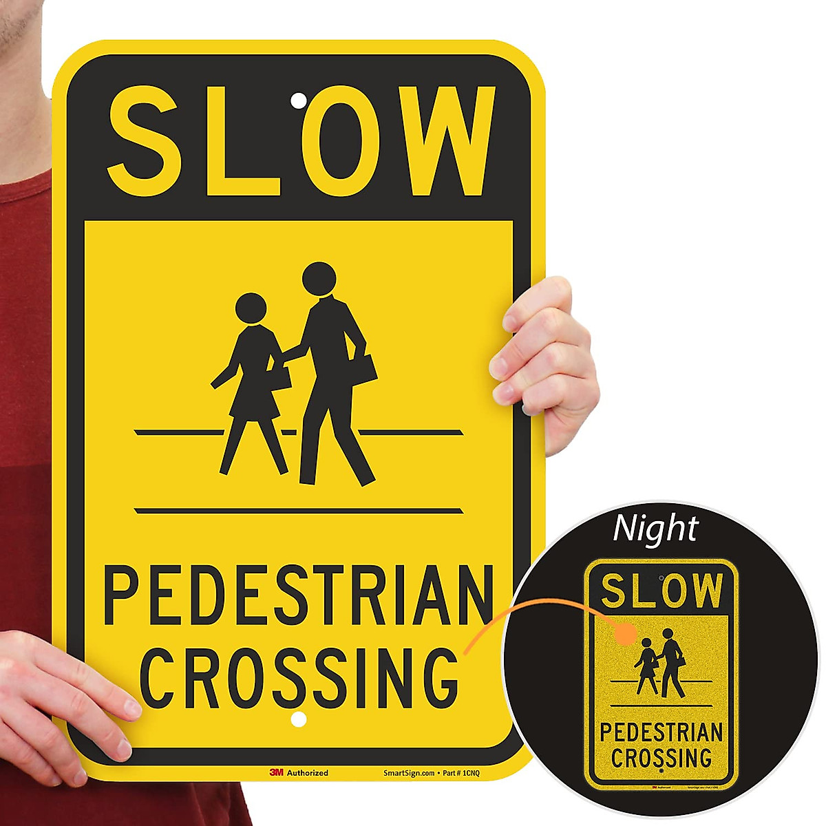 SmartSign "Slow - Pedestrian Crossing" Sign | 12" x 18" 3M Engineer Grade Reflective Aluminum