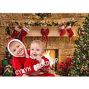 CYLYH 7x5ft Christmas Photography Backdrops Child Christmas Fireplace Decoration Background for Photo D087