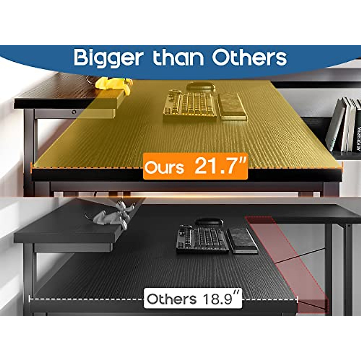 ODK L Shaped Computer Desk, 54" Reversible Corner Computer Desk with Storage Shelves & Monitor Stand, Home Office Desk, Gaming Desk, Writing Desk, Black