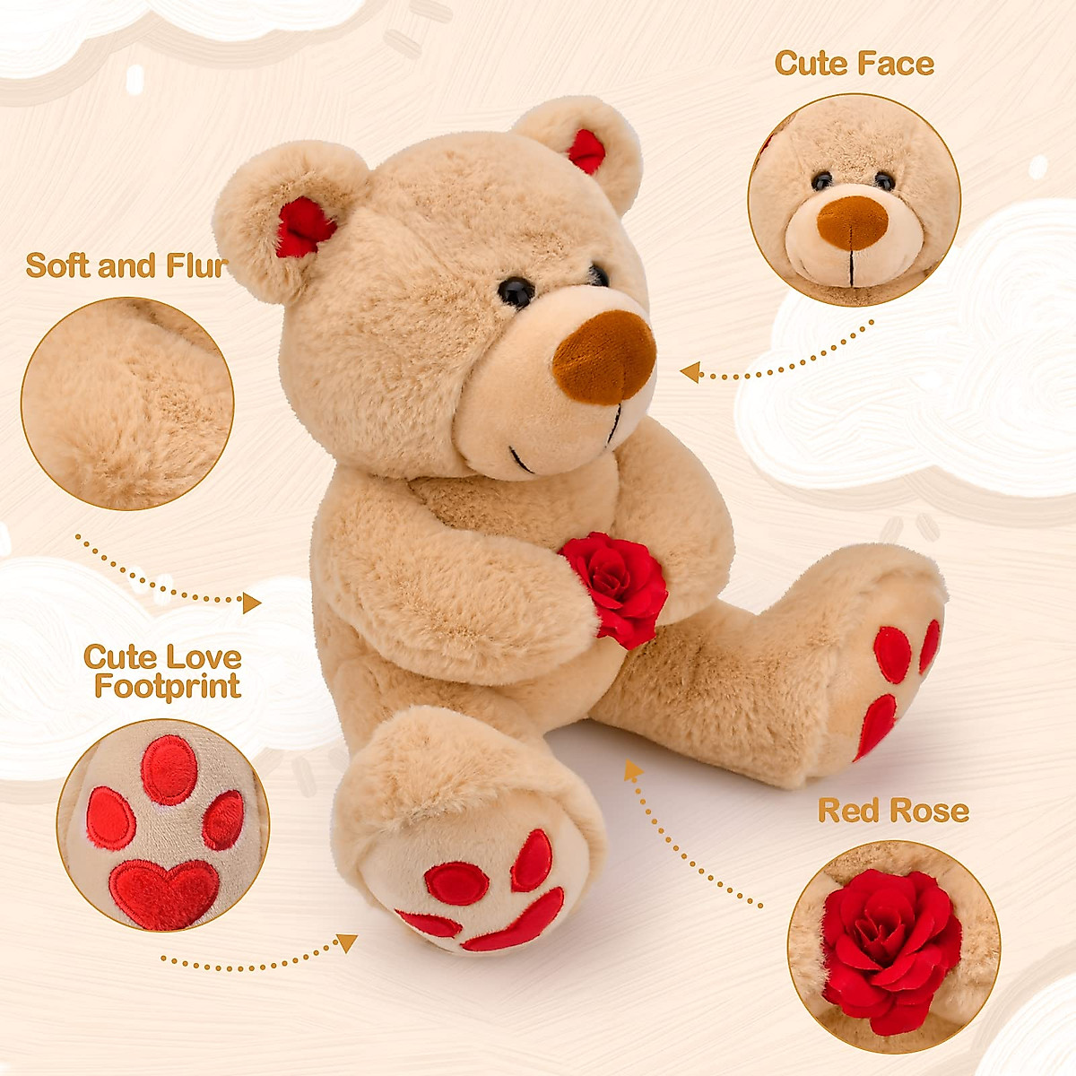 Valentines Day Gifts for Her Women Wife, 11 inch Teddy Bear Stuffed Animals for Kids Mom Girlfriend Fiancée, Christmas Birthday Anniversary Mothers Day Plush Bear Gifts from Boyfriend Husband