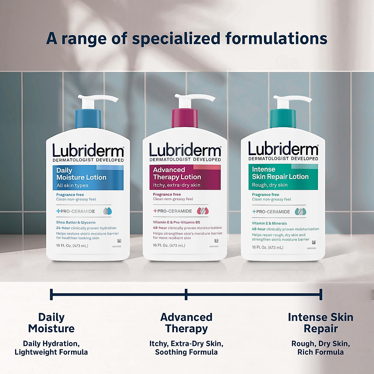 Lubriderm Advanced Therapy Fragrance Free Moisturizing Hand & Body Lotion + Pro-Ceramide with Vitamins E & Pro-Vitamin B5, Intense Hydration for Itchy, Extra Dry Skin, Non-Greasy, 6 fl. oz