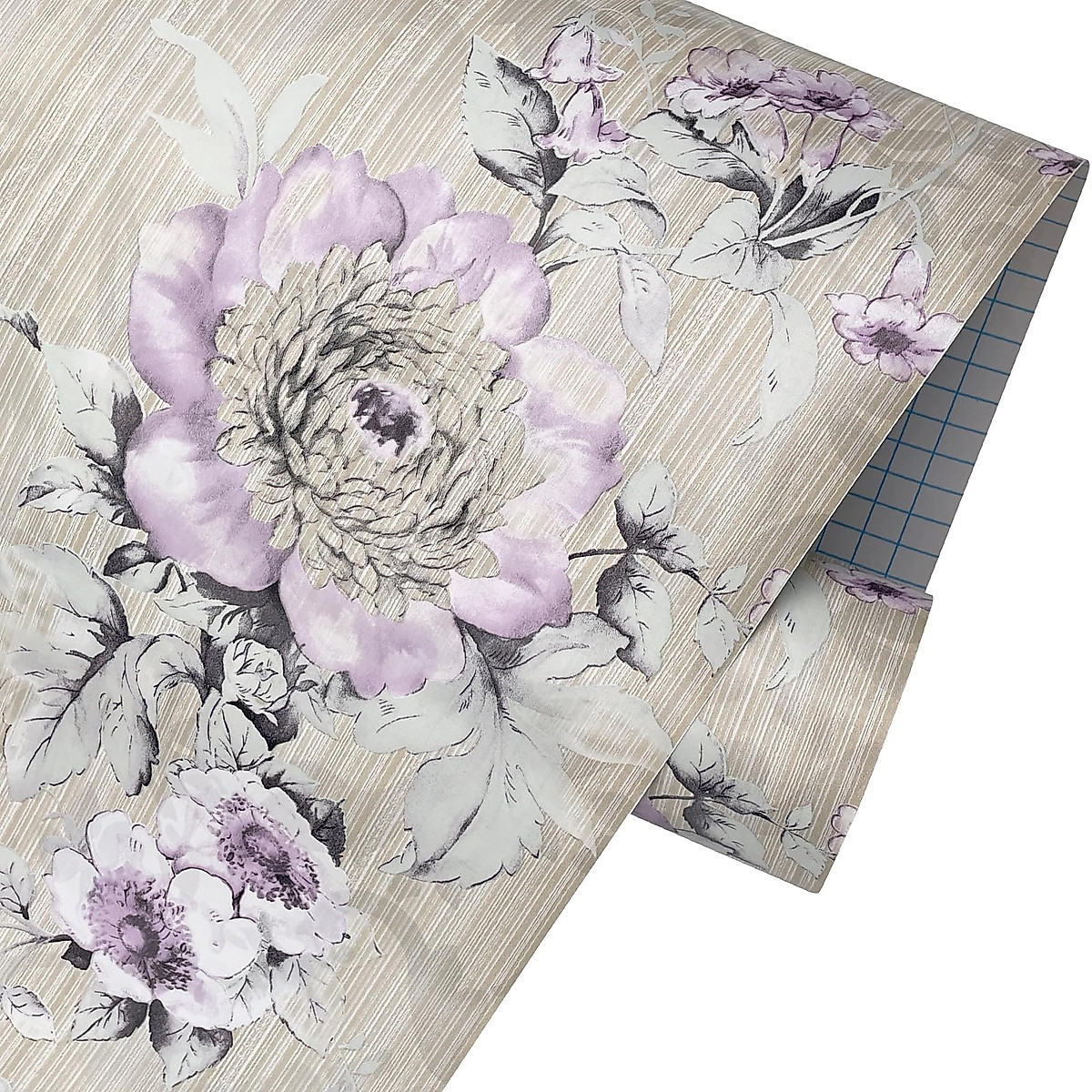 Yifely Vintage Purple Peony Self-Adhesive Kitchen Shelf Drawer Liner Moisture Proof PVC Mat 45x300cm