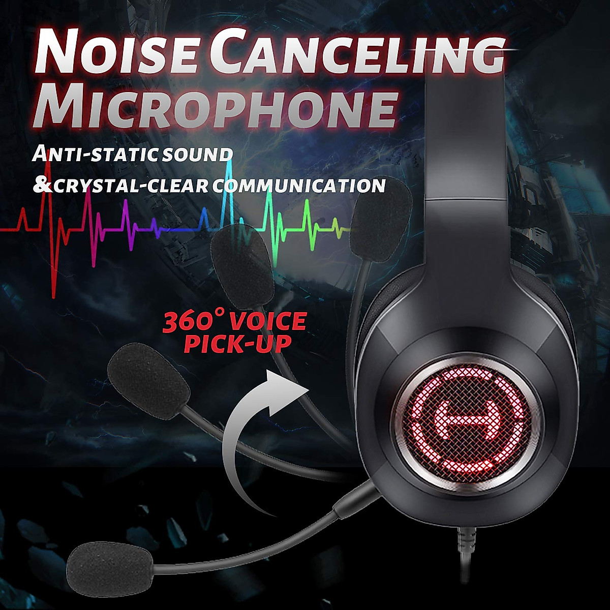 Edifier G2II Gaming Headset for PC PS4 USB Wired Gaming Headphones with 7.1 Surround Sound with Noise Canceling Microphone and RGB Light 50mm Driver Compatible with Mac Desktop PC Black