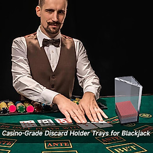 GSE Games & Sports Expert 8 Decks Acrylic Discard Trays, Casino Grade Discard Holder Trays for Blackjack, Bridge, Playing Cards