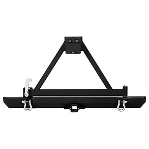 Yazyu Rear Bumper with Tire Carrier & D-Ring Fits YJ & TJ (Black, Iron Steel),Supports Adaptive Queries with Free Return and Exchange
