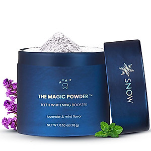SNOW Magic Toothpaste Whitening Booster Powder - Teeth Whitening & Brightening Powder - Oral Care with Calcium Carbonate - Great Addition to Teeth Whitening Kits - Lavender & Mint Flavor, 18g
