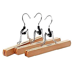 MXIAOXIA 3 Pcs Natural Solid Wood Pants Hangers Skirt Hangers Clips Slack HangerEasy to Use