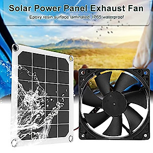 Solar Powered Fan, 6V 10W Solar Panel Exhaust Fan Waterproof Solar Power Extractor Fan USB Solar Panel Greenhouse Fan, for RV Greenhouse Pet House Chicken House