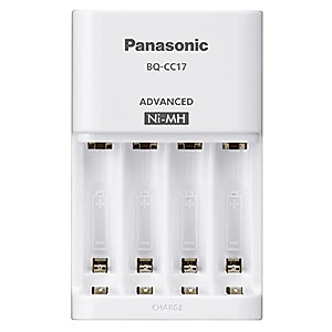 Eneloop Panasonic BQ-CC17SBA Advanced Individual Battery Charger with 4 LED Charge Indicator Lights, White