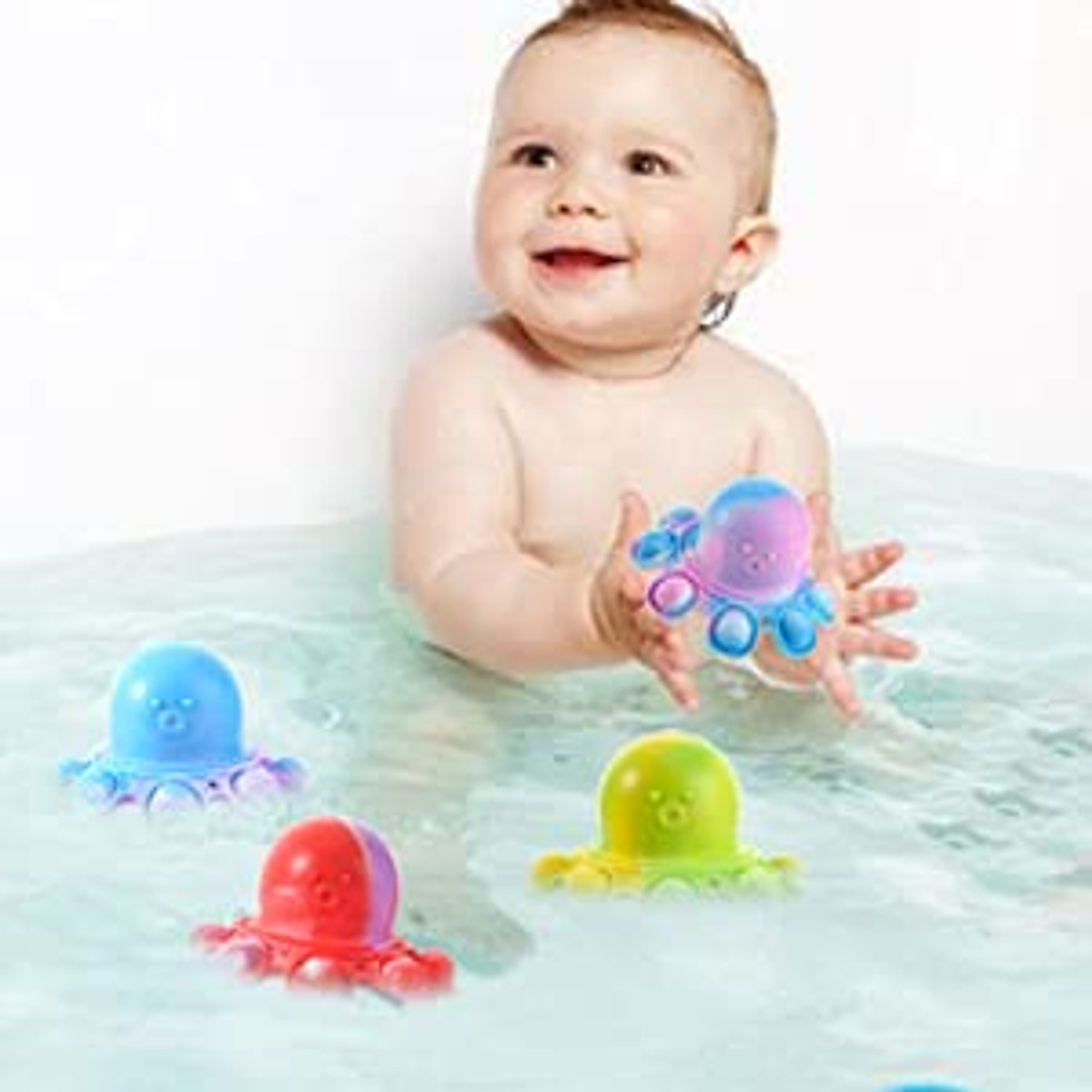 FYKeBoL 4 Pack -Reversible Octopus Push Pop Bubble Fidget Toy , Flip Octopus Push Pop It, Mini Pop Octopus Squeeze Sensory Toys Relieve Emotional Stress, Octopus Fidget Popper Toy for Adults and Kids