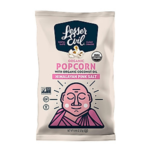 LesserEvil Organic Popcorn, Himalayan Pink Salt, .88 Ounce, 18 Count