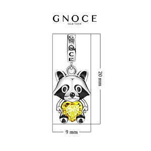 GNOCE Cute Rabbit Embraces Heart Charm Bead 925 Sterling Silver Raccoon Animal Charms Fit Bracelet/Necklace For Mother's Day Gift (Raccoon)