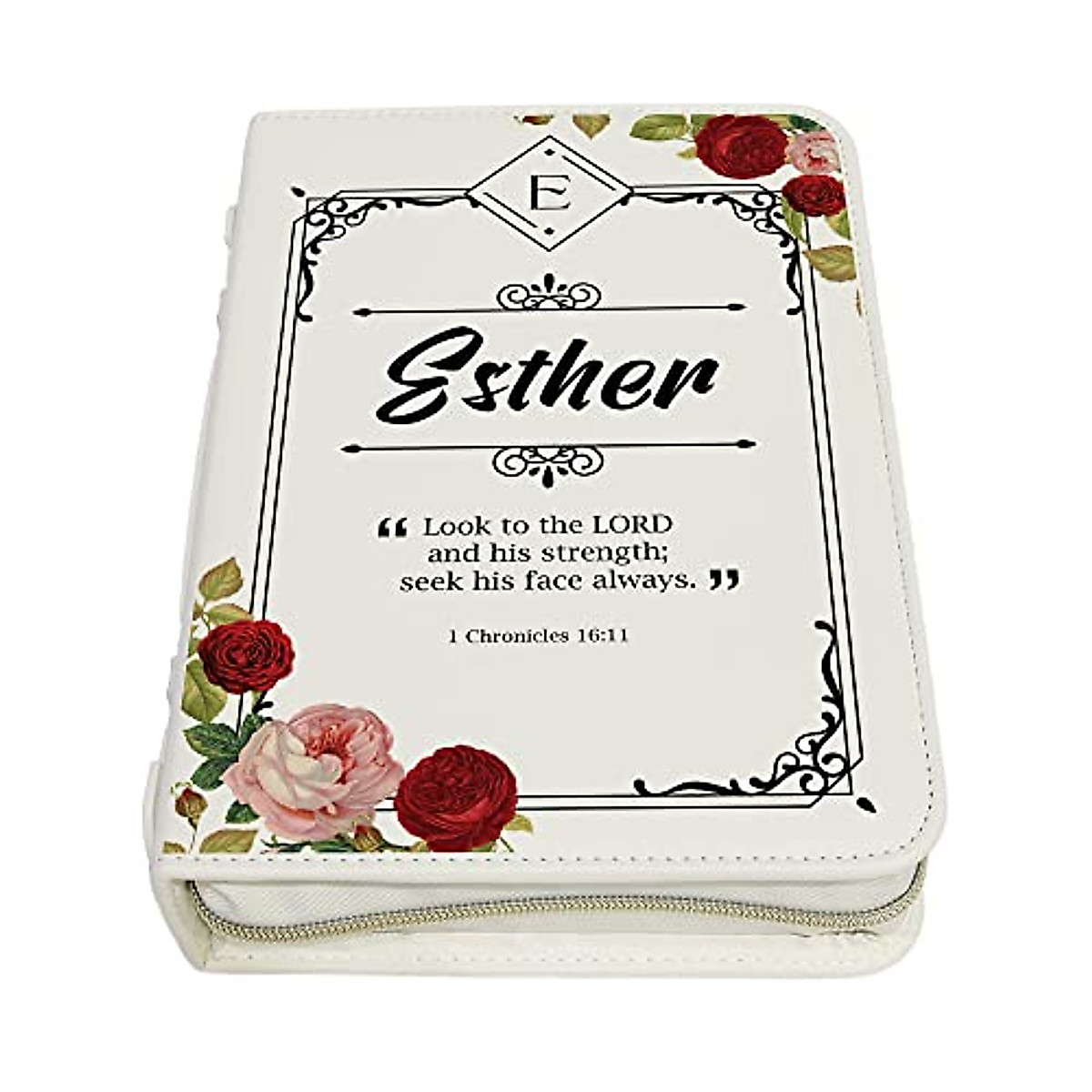 10x7 Inch Personalized Bible Cover – Create Your Own Design, Custom Bible Cover and Carrying Case with Handle – Leatherette Book Covers and Bible Case for Women - White (Design 3)