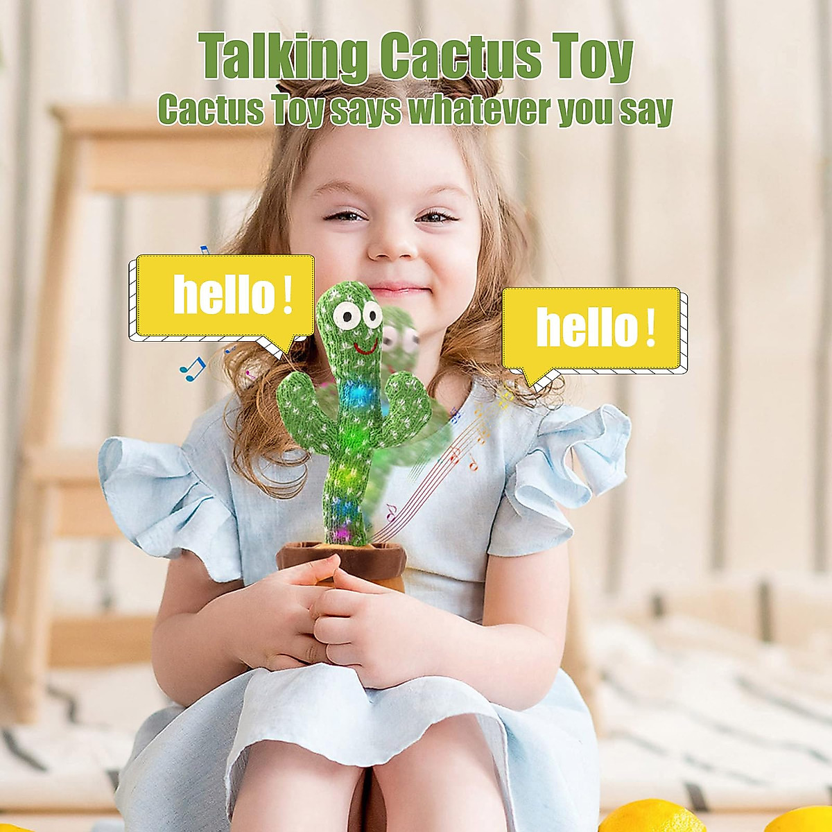 MIAODAM Dancing Cactus, Talking Cactus Baby Toy Repeating Words Smart Cactus Toy Dancing and Singing 100 Songs Funny Toy for Kids and Adults, Plush Interactive Toy Figures