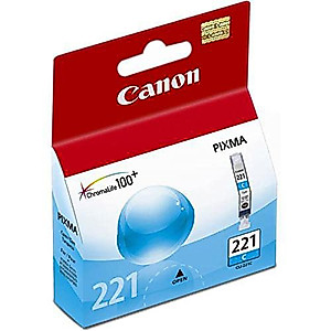 Canon 2 Pack CLI-221C Cyan Color Ink Tank for Select PIXMA IP, MP, MX Series Printers
