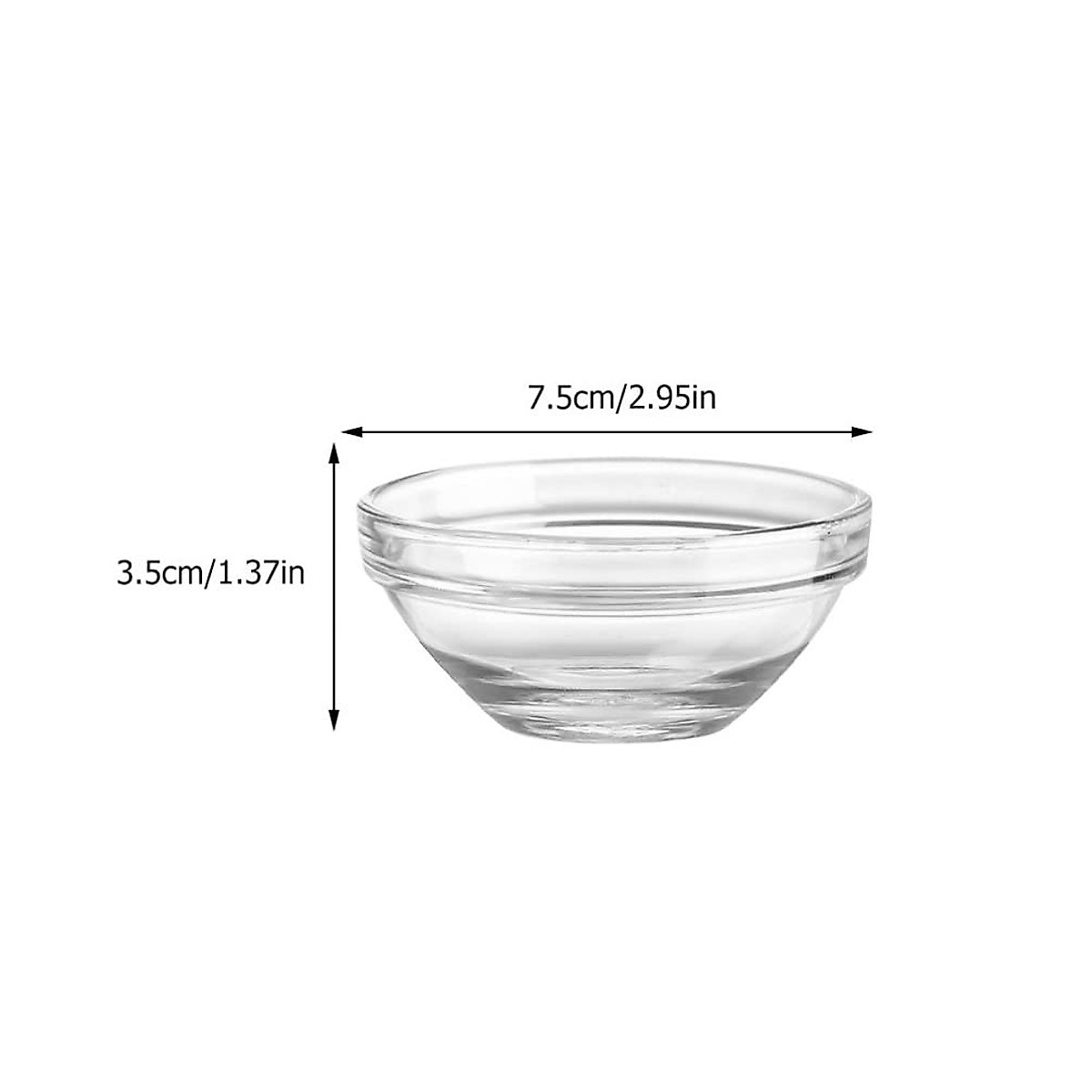 Housoutil 8PCS Stackable Food Prep Bowl, Multipurpose Clear Glass Jelly Bowls, Glass Stackable Dessert Bowls Set Dishware Safe for Kitchen Dessert, Dips, and Candy Dishes Nut (4XSmall, 4XLarge)