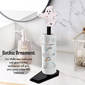2PCS Bat Paper Towel Holder with Coffin Base-Gothic Home Decor for Halloween-Ghost Halloween Gothic Decor Paper Towel Holder for Countertop Stand (Ghost)