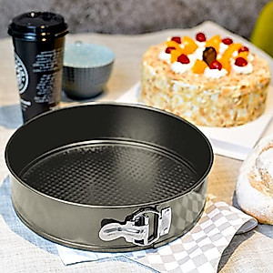 Sihuuu 8.5 Inch Cheesecake Pan, Springform Pan Set, Nonstick Leakproof Springform Pan for Mini Cheesecakes, Pizzas, Quiches(Gray+Black)
