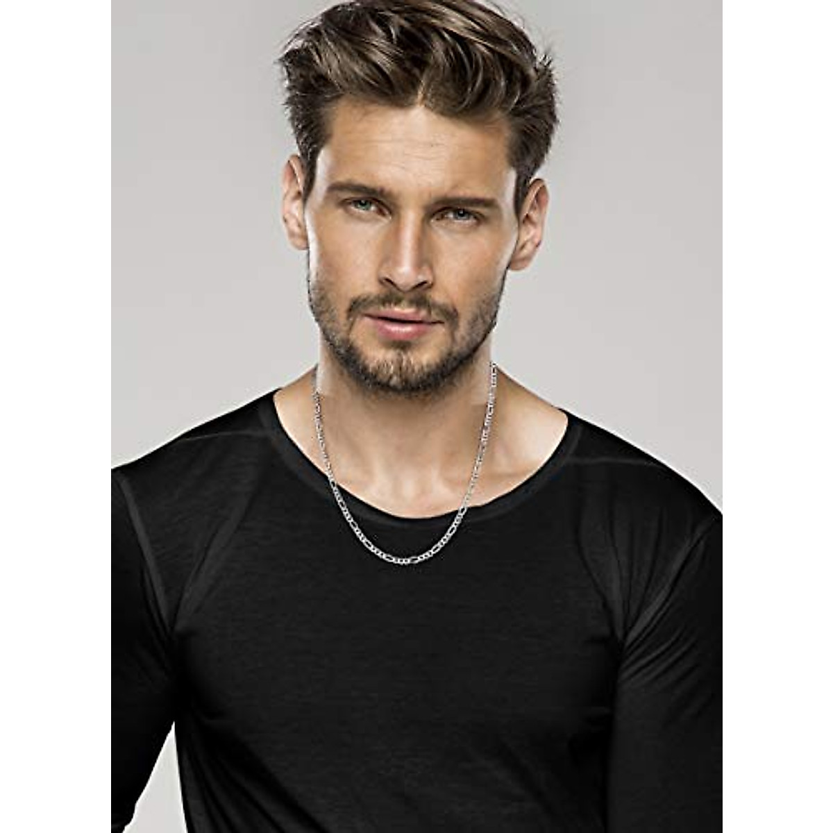 Miabella 925 Sterling Silver Italian 5mm Diamond-Cut Figaro Link Chain Necklace for Women Men, Made in Italy (22 Inches)