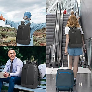 Business Backpack for Men, Slim Laptop Backpack Waterproof 17 inch, Lightweight Compact Computer Backpack with USB Charging, Thin Backpack Sleek for Travel Work Office and College - Black