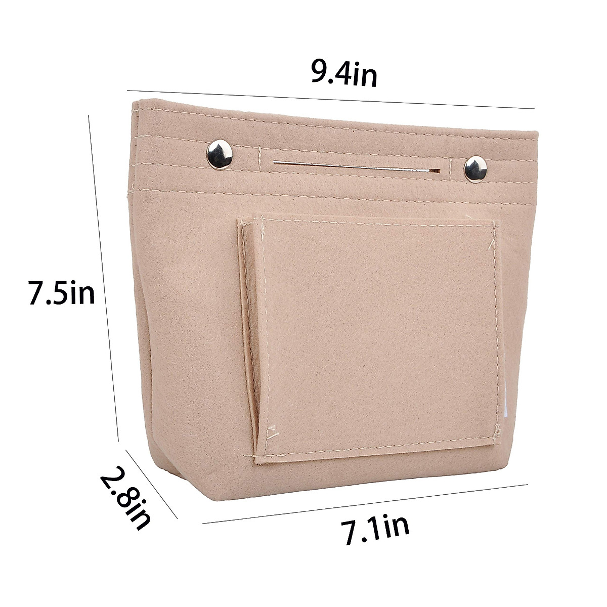 Vercord Mini Slim Small Felt Purse Organizer Insert Inside Handbag Tote Pocketbook for Women Beige