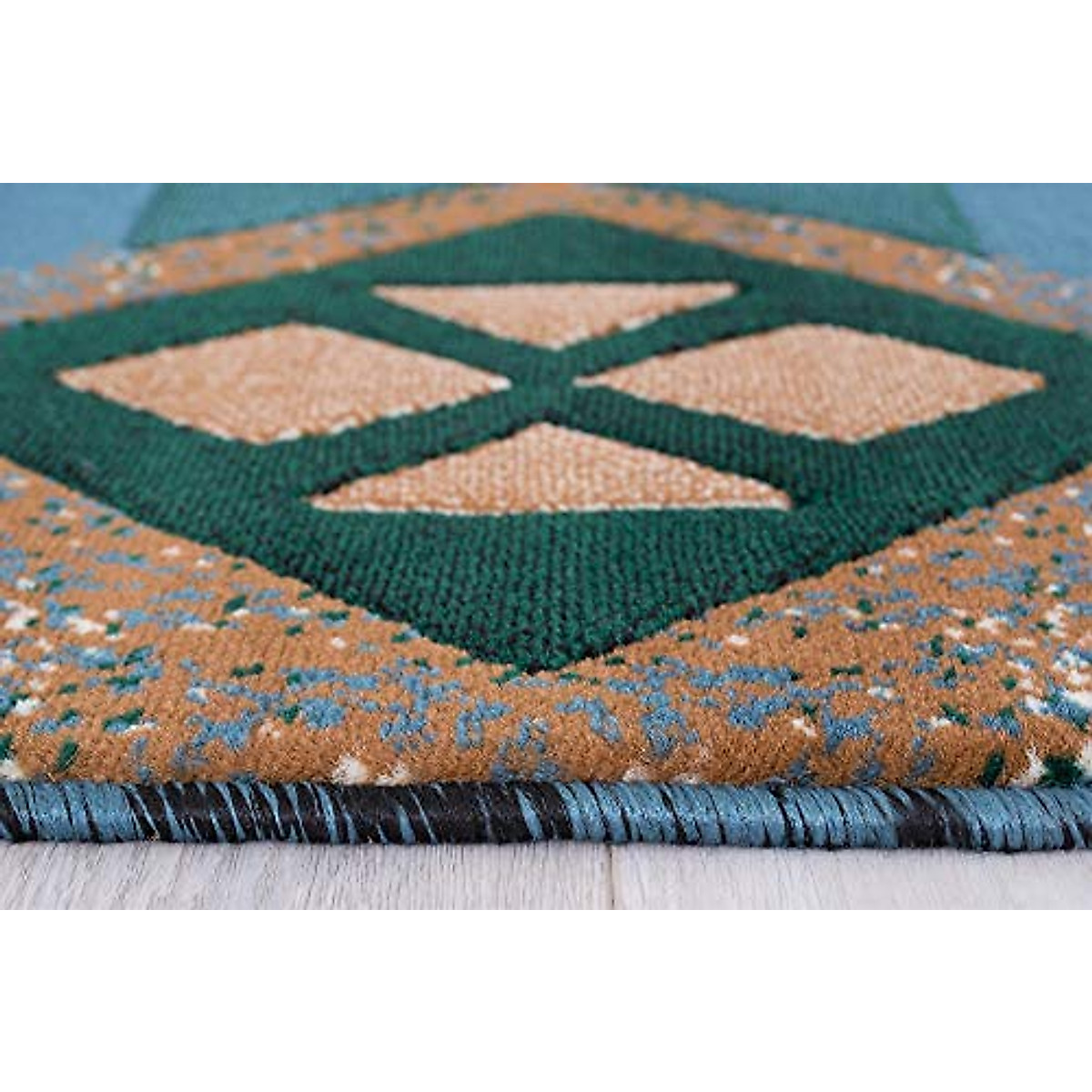 Handcraft Rugs - Navy Blue, Brown and Green, Modern Contemporary Southwestern, Native American Style Area Rug (Approximately 8 by 10)