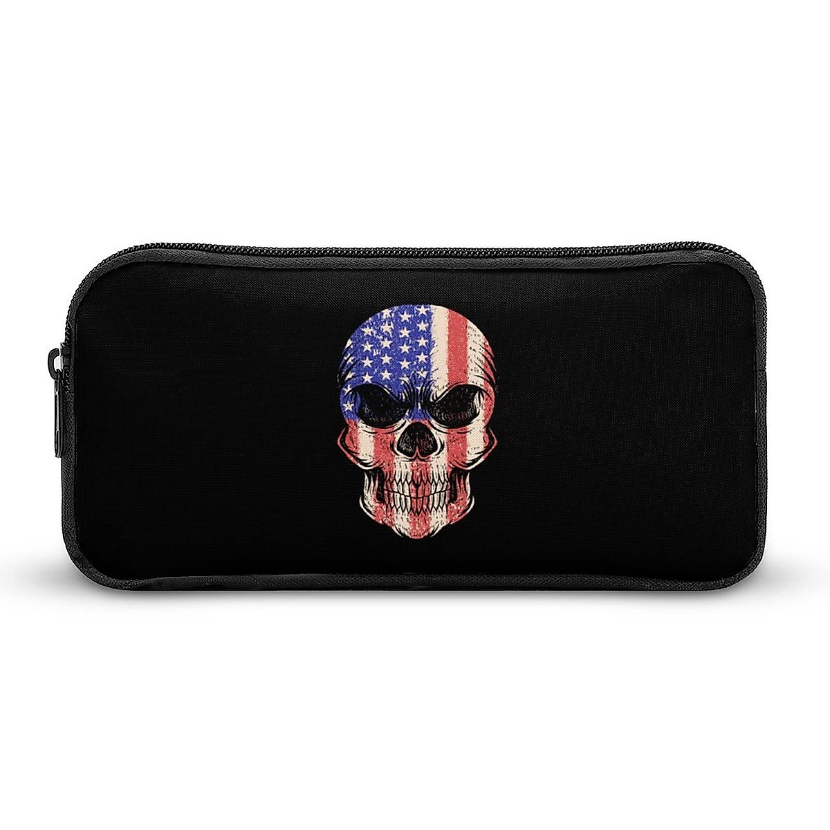 Skull USA Flag Pencil Case Pencil Pouch Coin Pouch Cosmetic Bag Office Stationery Organizer