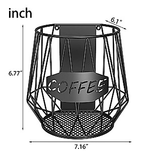 KEGII Magnetic Coffee Pod Holder, Wall Mount Large K Cup Keurig Pod Organizer for Nespresso Vertuo Capsules, Coffee Basket Coffee Bar Accessories Decor Storage Black Coffee Station