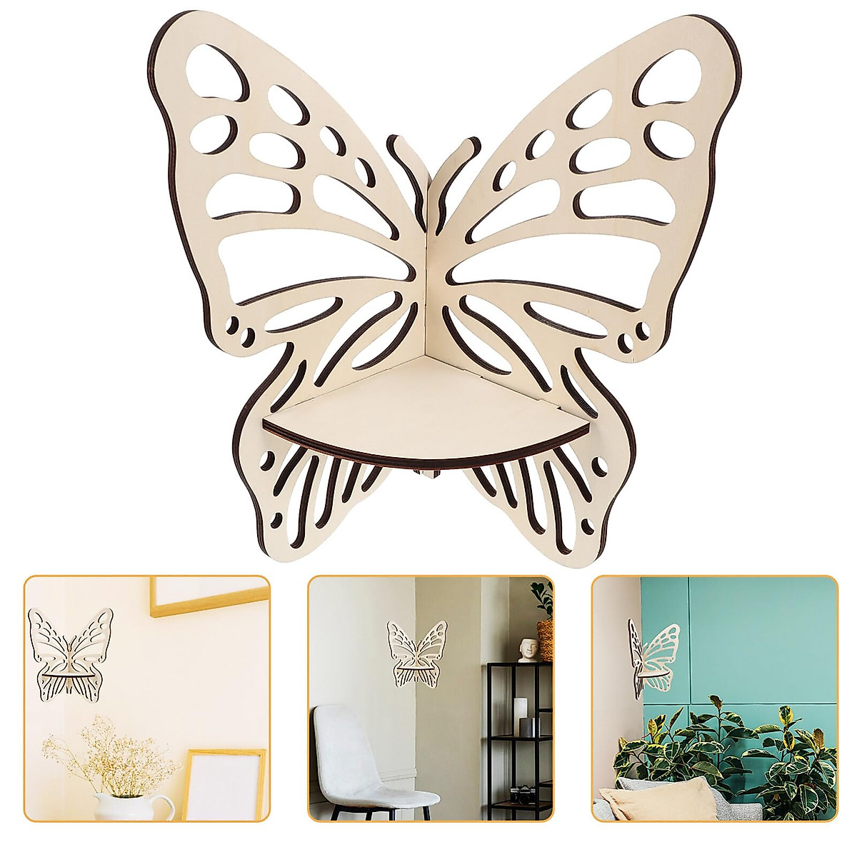 DEARMAMY Butterfly Corner Shelf Floating Shelf Display Shelf for Bedrooms Boho Cute Bathroom Kitchen Office Living Room Decor