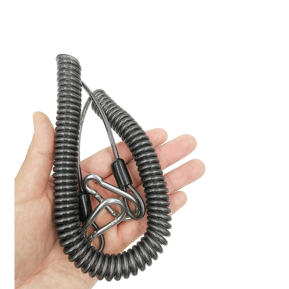 10ft-150LB Retractable Fishing Coiled Lanyard Stainless Steel Inside Heavy Duty Fishing Safety Rope Rod Leash Extension Cord Tether for Deep Sea Fishing Tools Rod Kayak Paddles