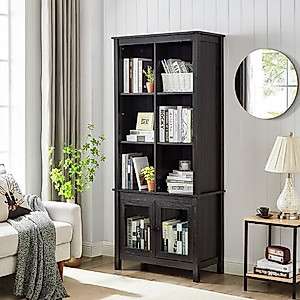 Home Source 72" Wood Exquisite Bar Wine Cabinet with Storage,Liquor Cabinet with Removable Wine Racks,Bookcase,Kitchen Pantry Storage Cabinet for Kitchen,Dining Room, Living Room,Espresso